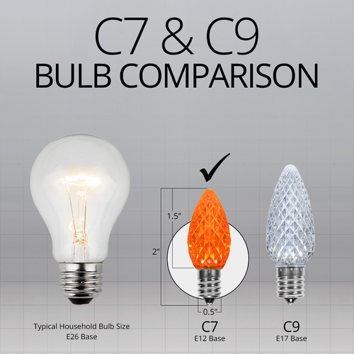 C7 Amber / Orange OptiCore® LED Christmas Light Bulbs
