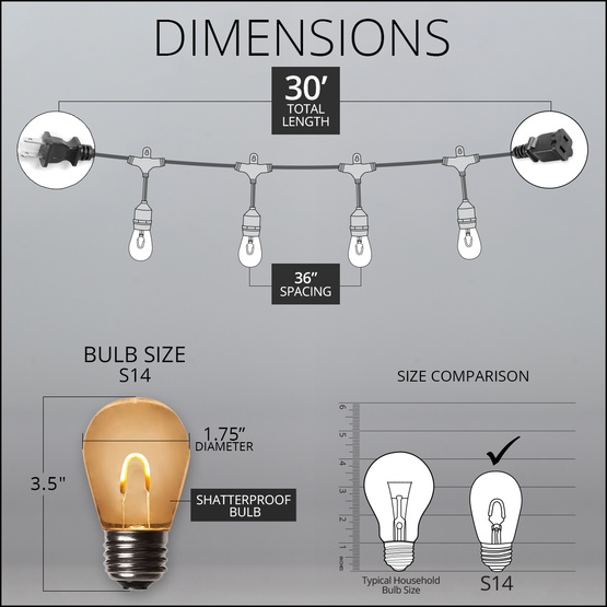 Patio Lights - Warm White FlexFilament LED Patio String Lights, S14 ...