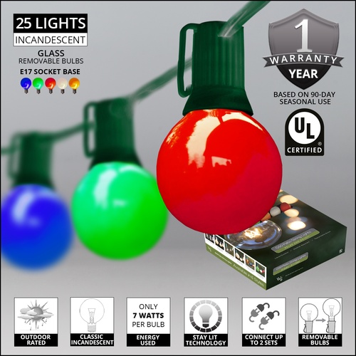 Christmas Lights - 25 G50 Opaque Multicolor Patio Lights