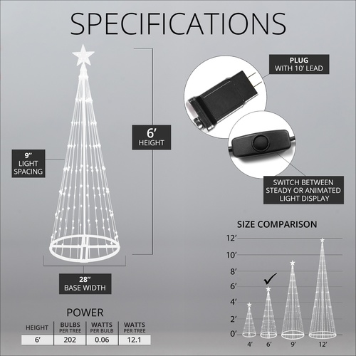 Cool White LED Animated Lightshow Outdoor Christmas Tree